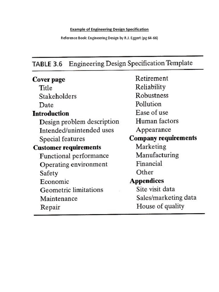 Example of Engineering Design Specification | PDF