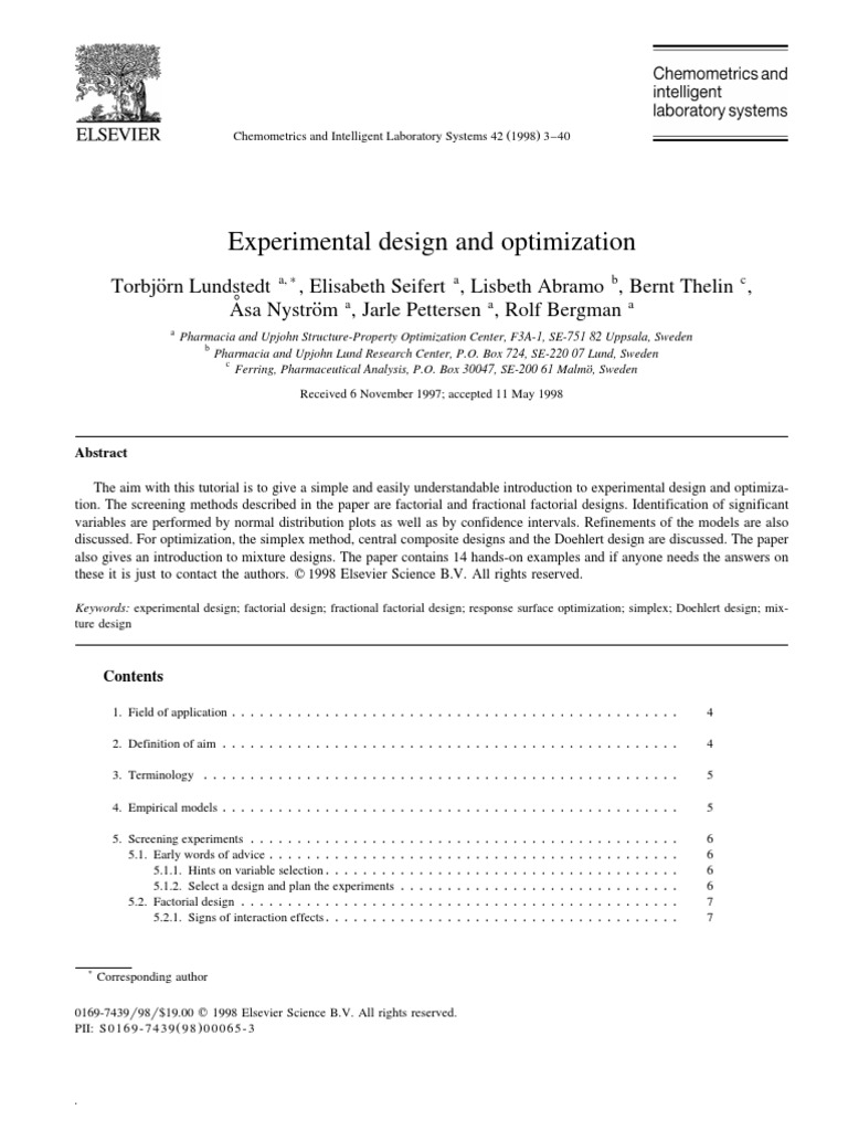 Experimental Design and Optimization | PDF | Experiment | Normal ...