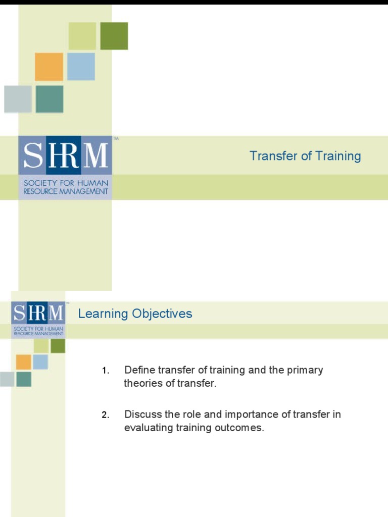 Transfer of Training - Final | PDF | Strategic Management | Learning
