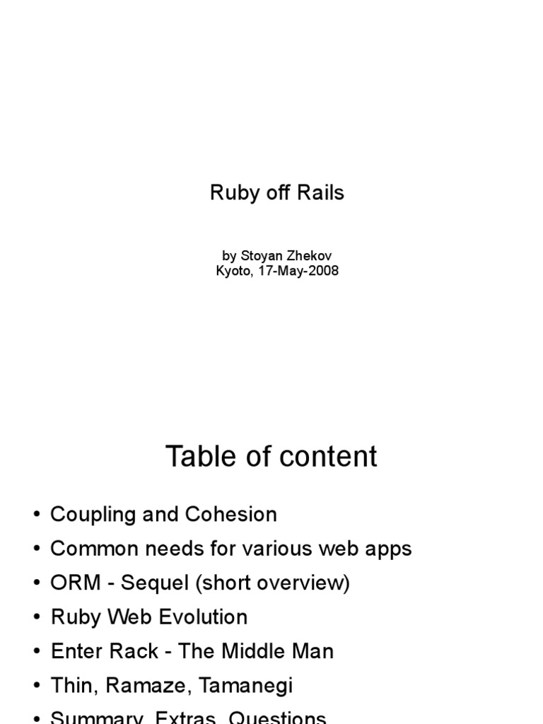 Ruby Off Rails (English) | PDF | Object Relational Mapping | Cyberspace