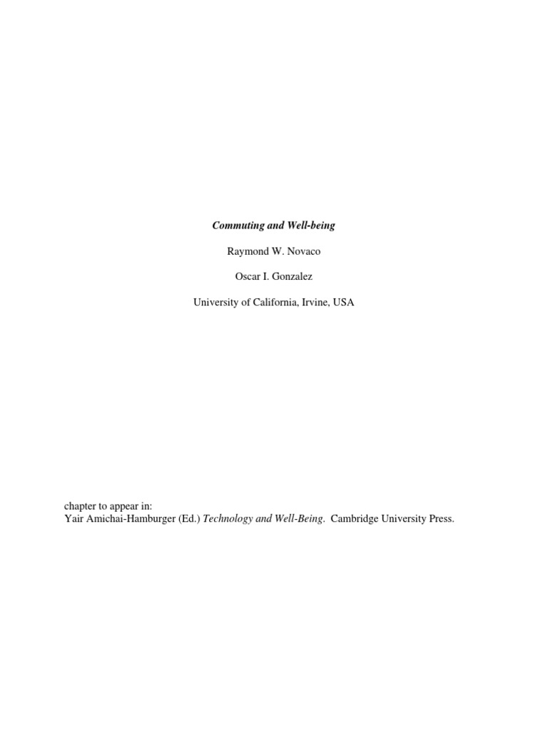 Commuting Stress and Well-Being Insights | PDF | Stress (Biology ...