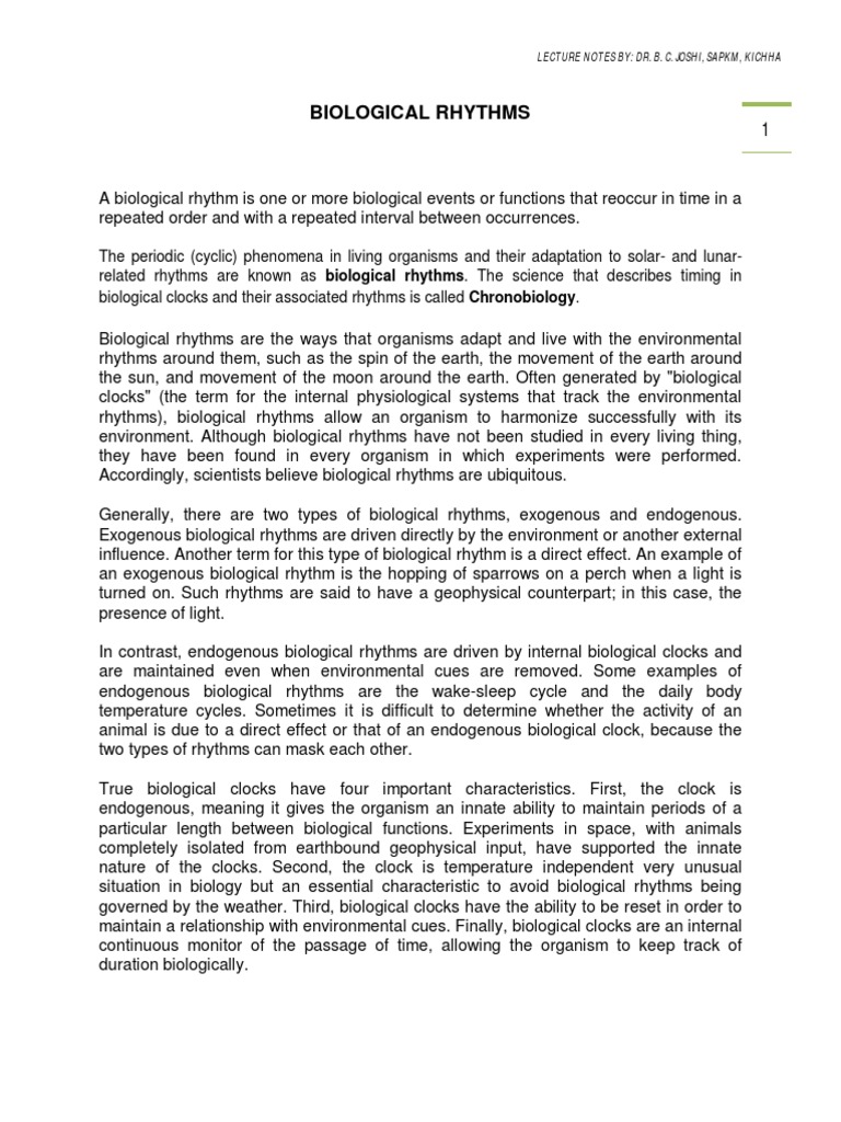 Biological Rhythms | PDF | Circadian Rhythm | Clock