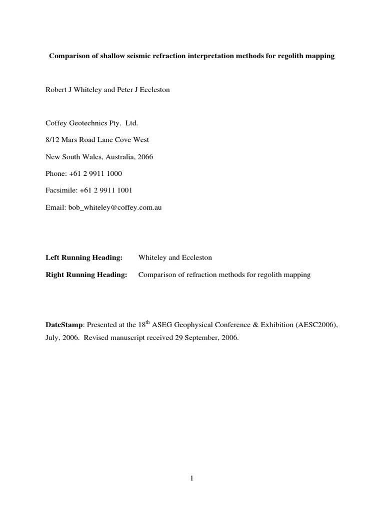 Shallow Seismic Refraction Interpretation | PDF | Refraction | Geophysics
