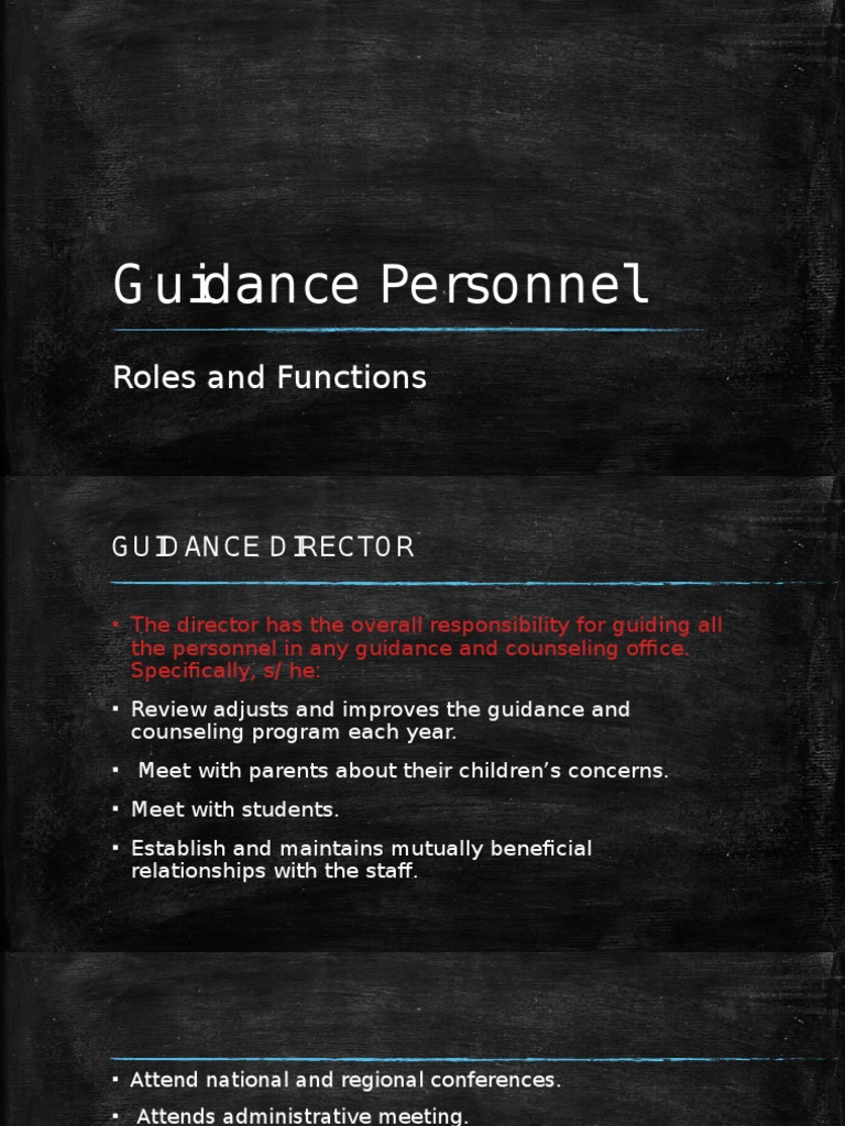 Guidance Director Roles and Responsibilities | PDF | Self-Improvement