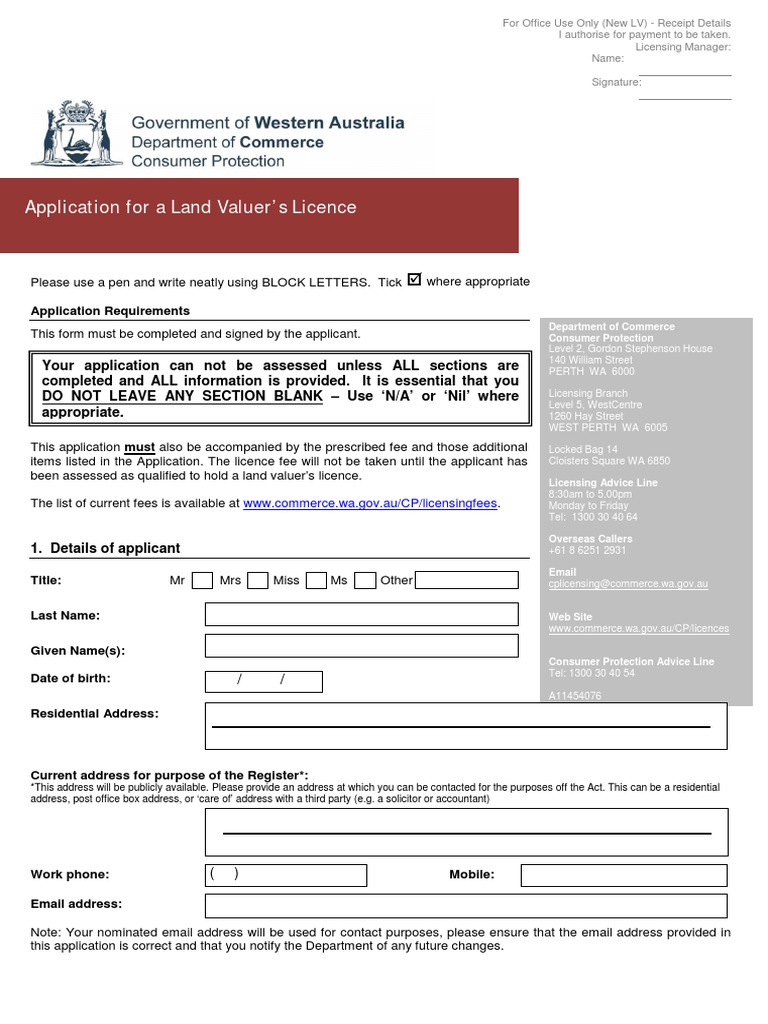 Application For A Land Valuer's Licence | PDF | Real Estate Appraisal ...