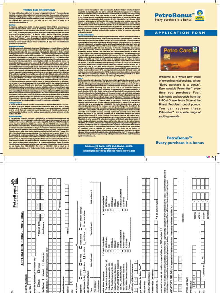 BPCL Application Form | PDF | Credit Card | Financial Transaction