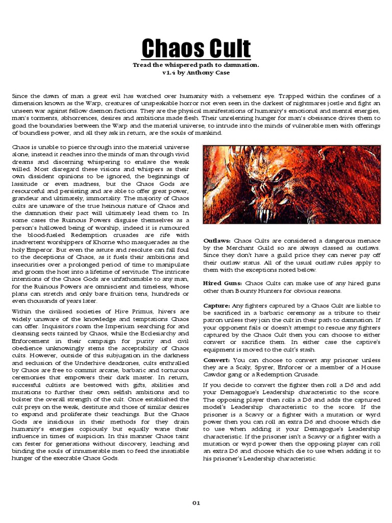 Chaos Cult For Necromunda | PDF | Unrest