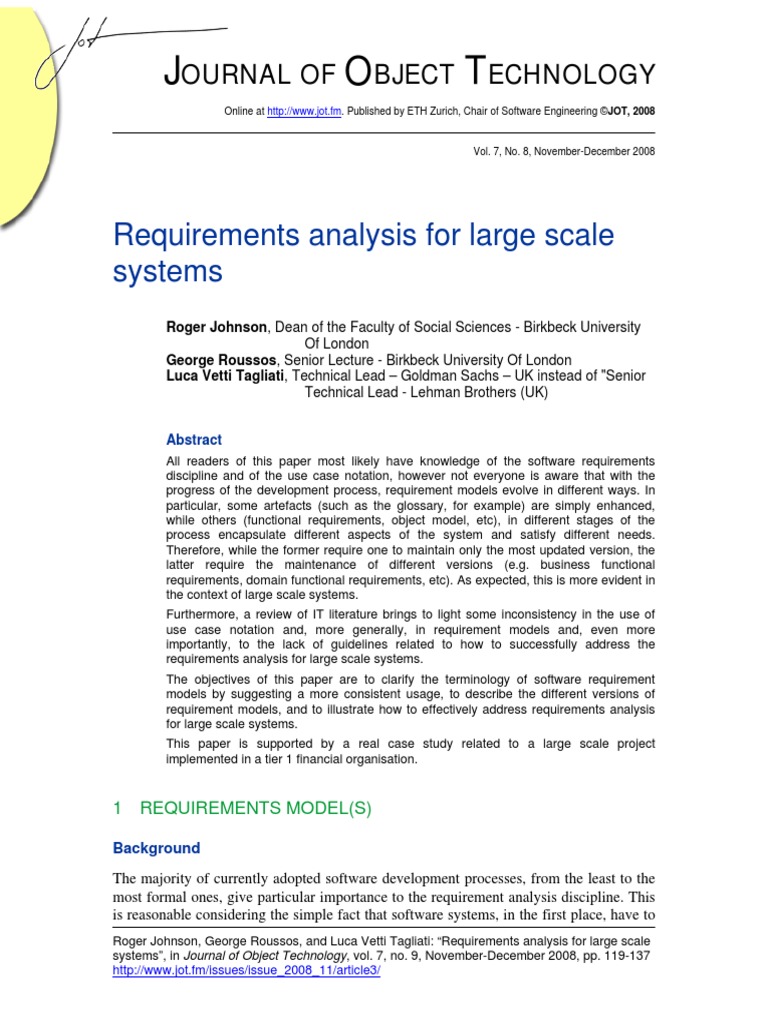 Requirements Analysis For Large Scale | PDF | Use Case | Business Process