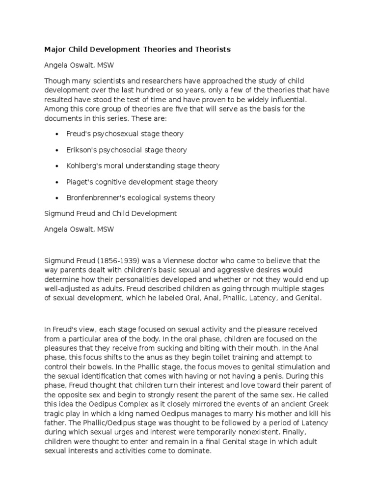 Major Child Development Theories and Theorists | PDF | Id | Child ...
