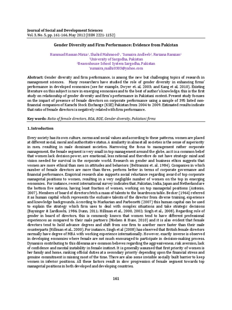 Gender Diversity Impact on Firm Performance | PDF | Gender | Gender Studies