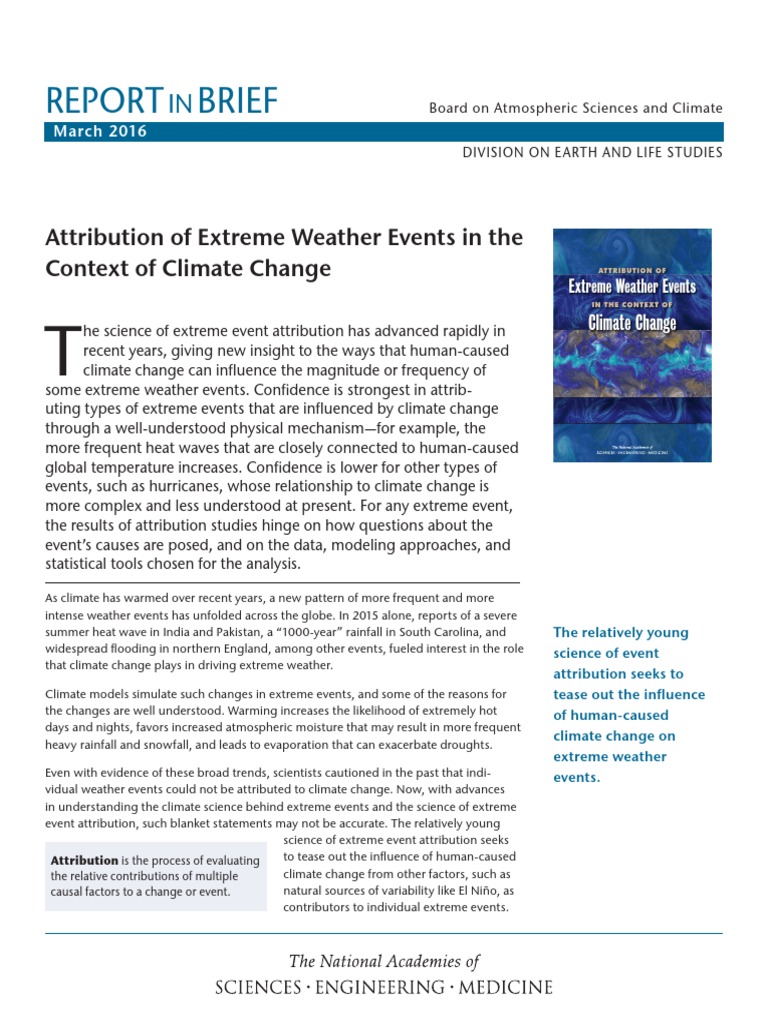 Attribution ExtreAttribution of Extreme Weather Events in The Context ...