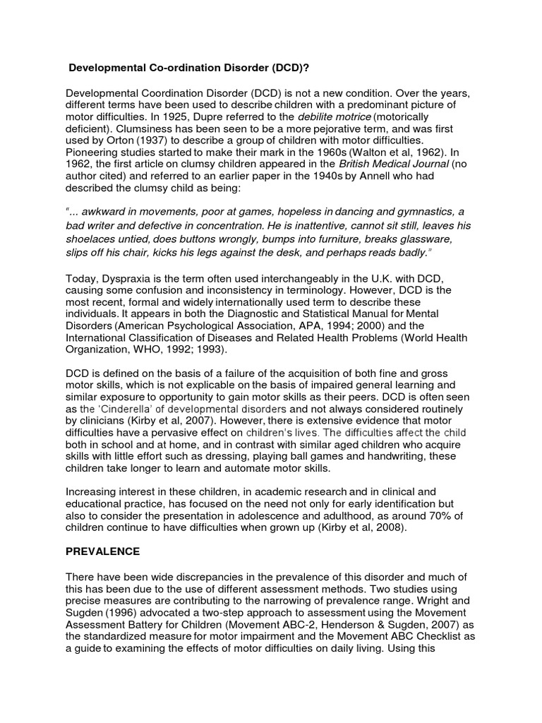 Developmental Coordination Disorder (DCD): Causes, Symptoms, and ...