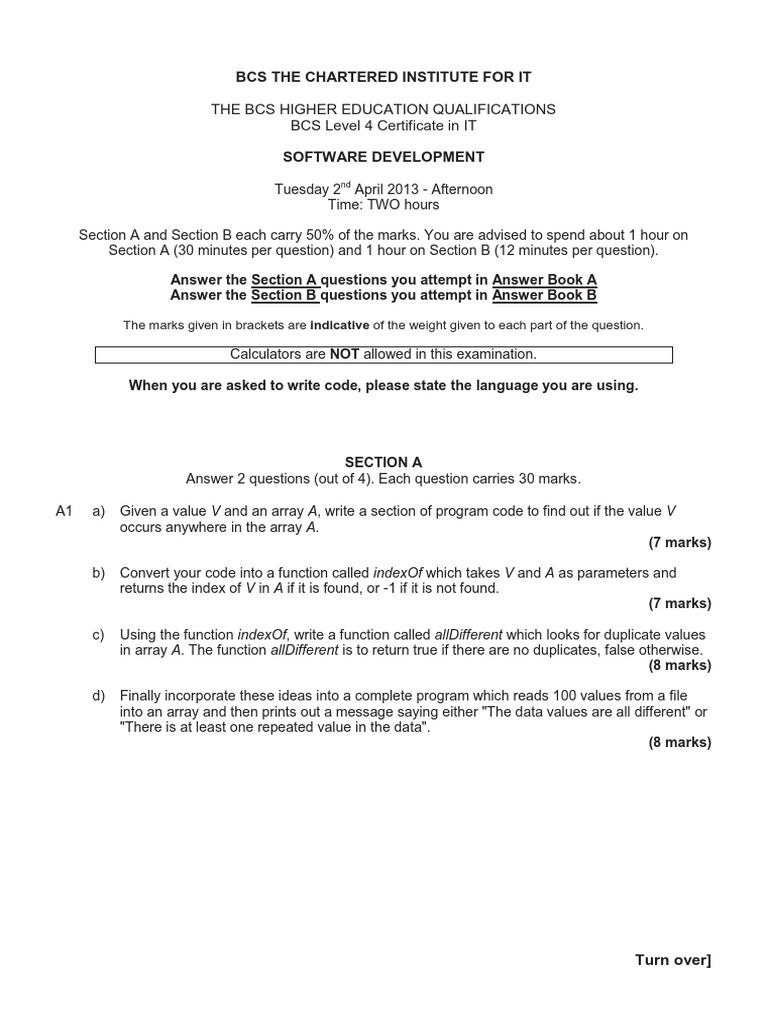 The Bcs Higher Education Qualifications BCS Level 4 Certificate in IT | PDF | Computer Data ...