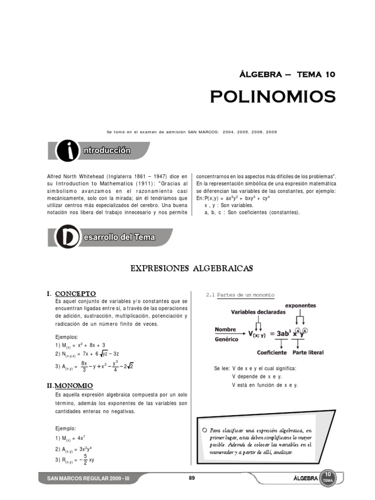 X S10 Polinomios PDF | PDF | Polinomio | Ciencia computacional