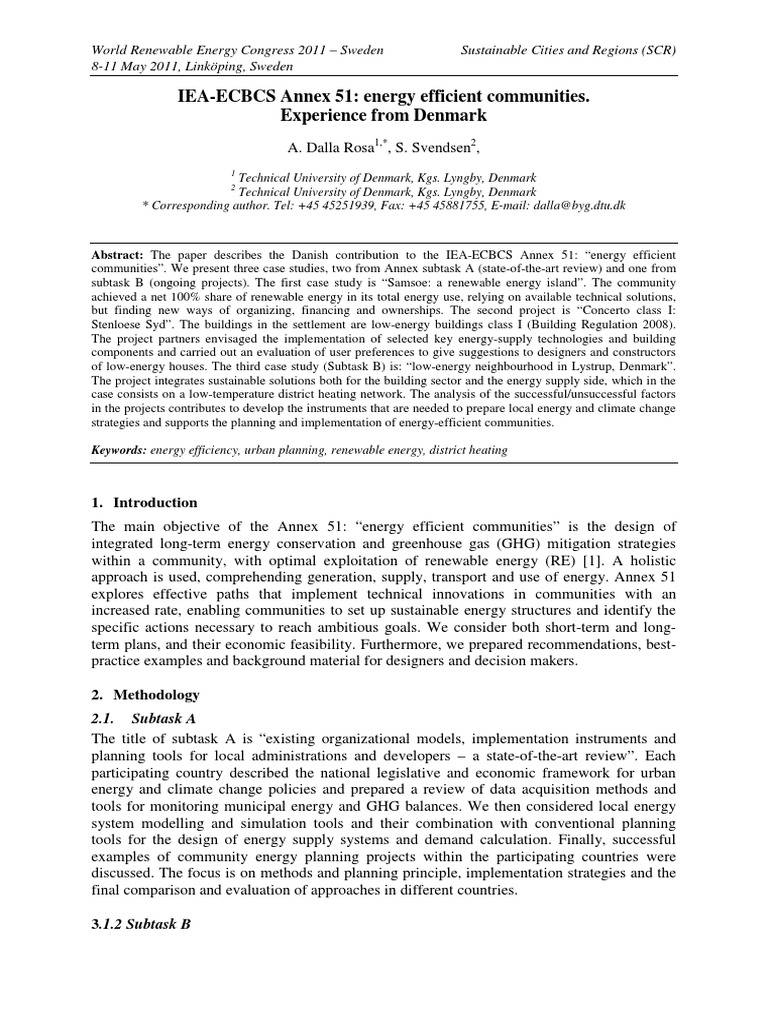 IEA-ECBCS Annex 51: Energy Efficient Communities. Experience From Denmark | PDF | Wind Power ...