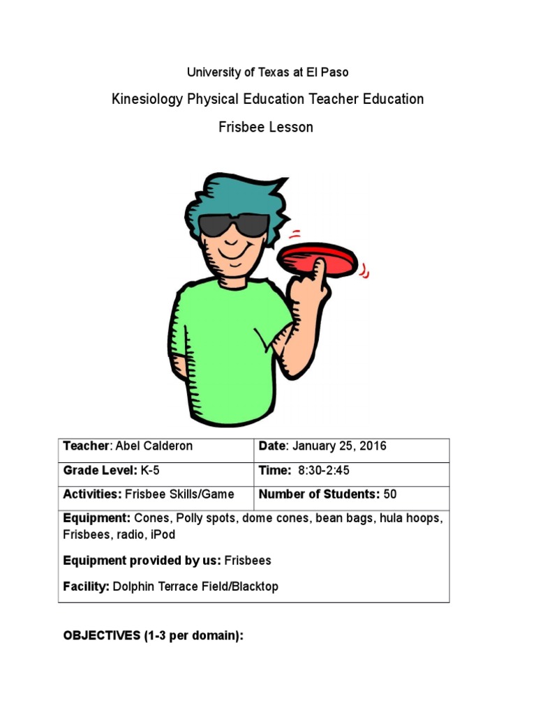 Frisbee Lesson Plan-1 | PDF | Anatomical Terms Of Motion | Physical ...