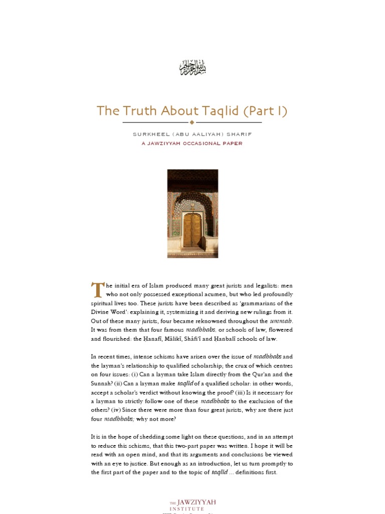 The Truth About Taqlid | PDF | Hadith | Quran