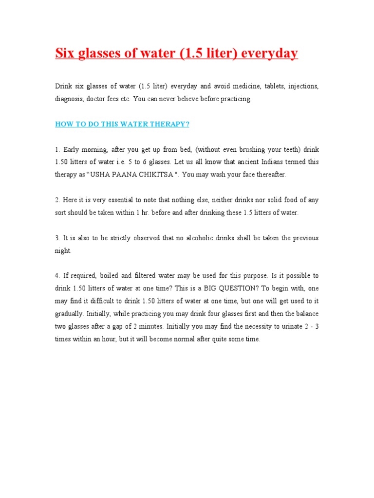 Six Glass Water A Day | PDF | Hypertension | Arthritis