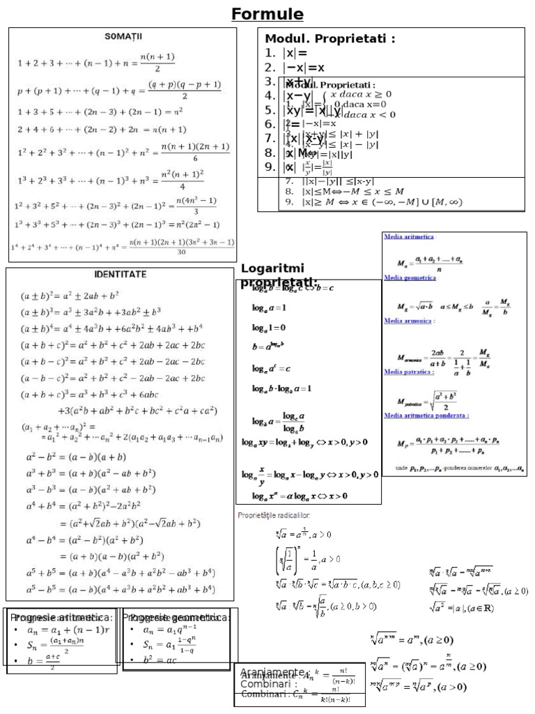 Formule Matematica | PDF