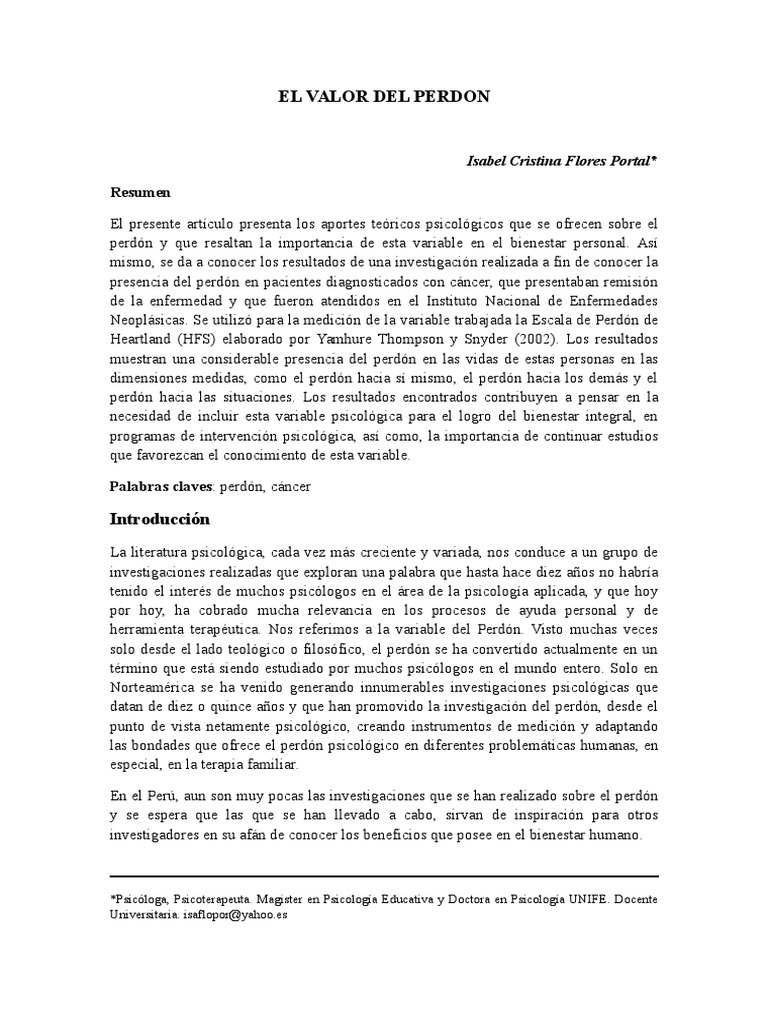 El Valor Del Perdon Pdf Perdón Bienestar