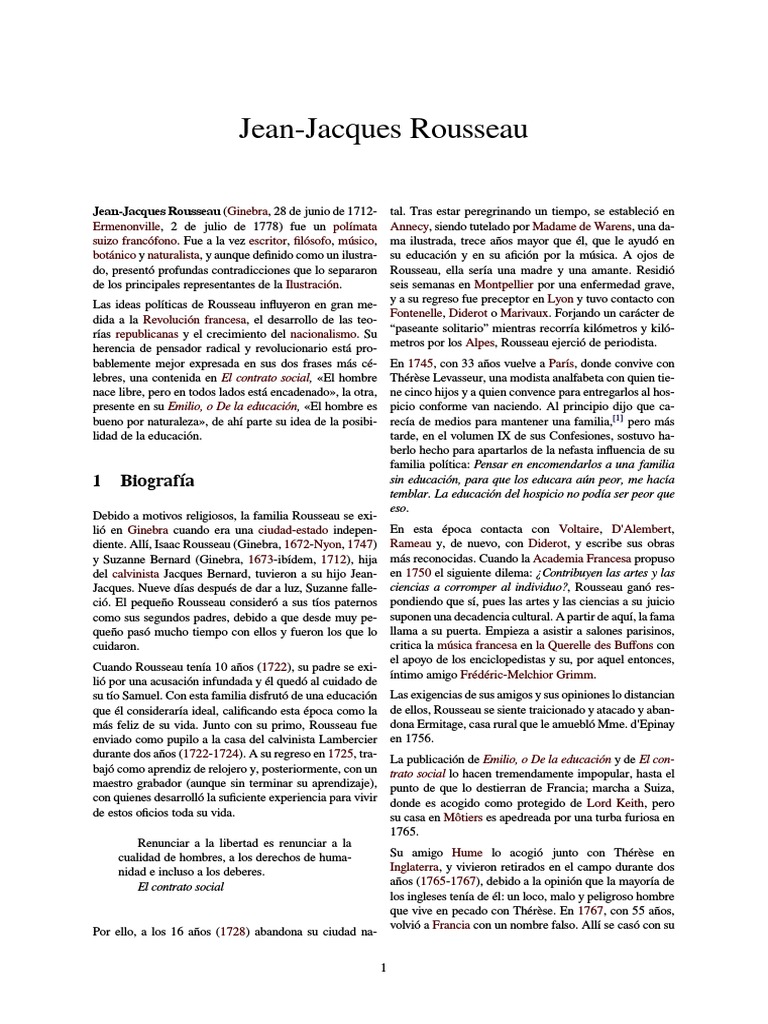 Jean-Jacques Rousseau PDF | Descargar gratis PDF | Jean-Jacques Rousseau | Instituciones sociales