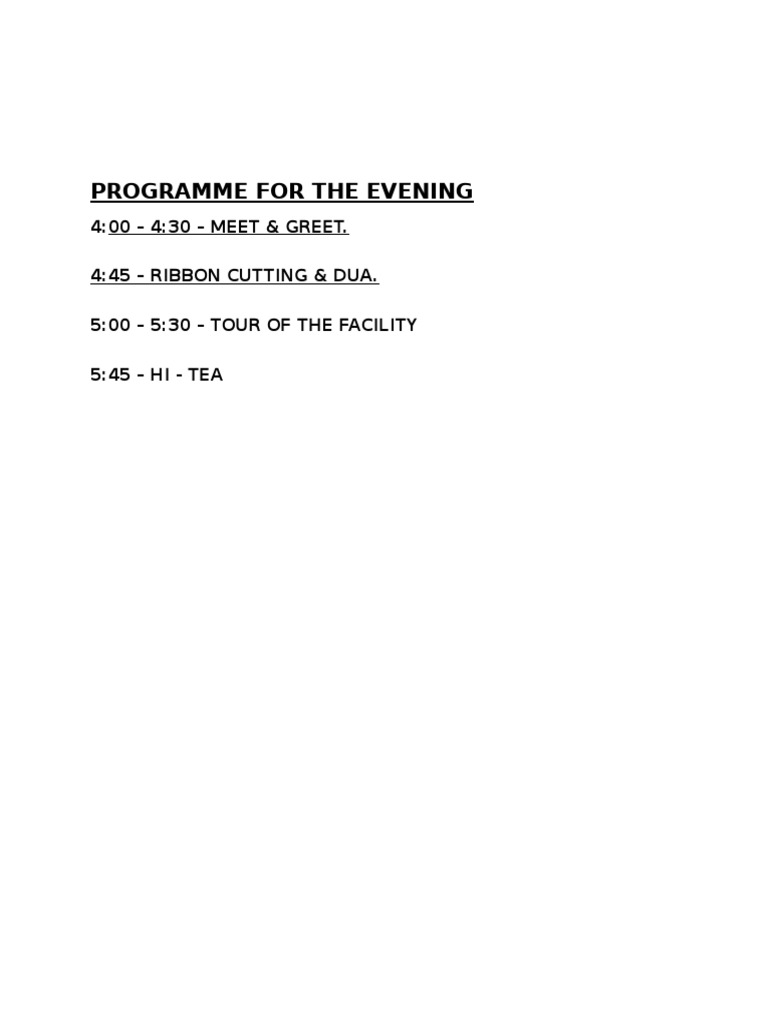 Evening Program | PDF | Cooking, Food & Wine