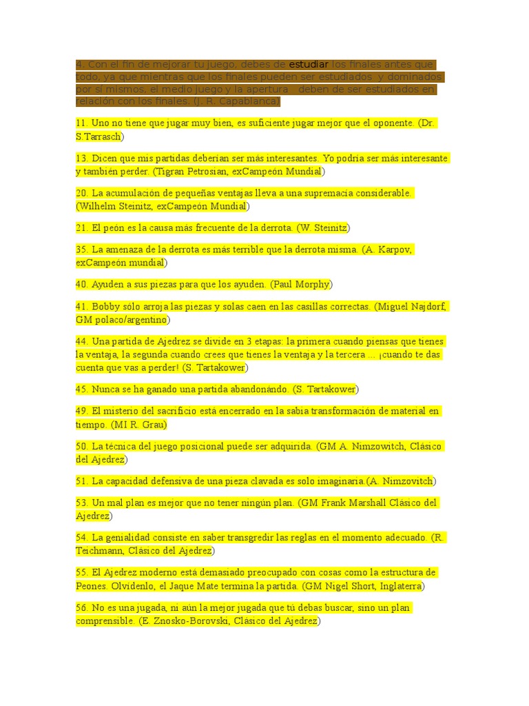 300 Frases de Ajedrez - Elegidas | PDF | Aperturas de ajedrez ...