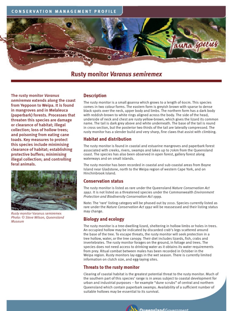 Rusty Monitor | Habitat | Conservation Biology
