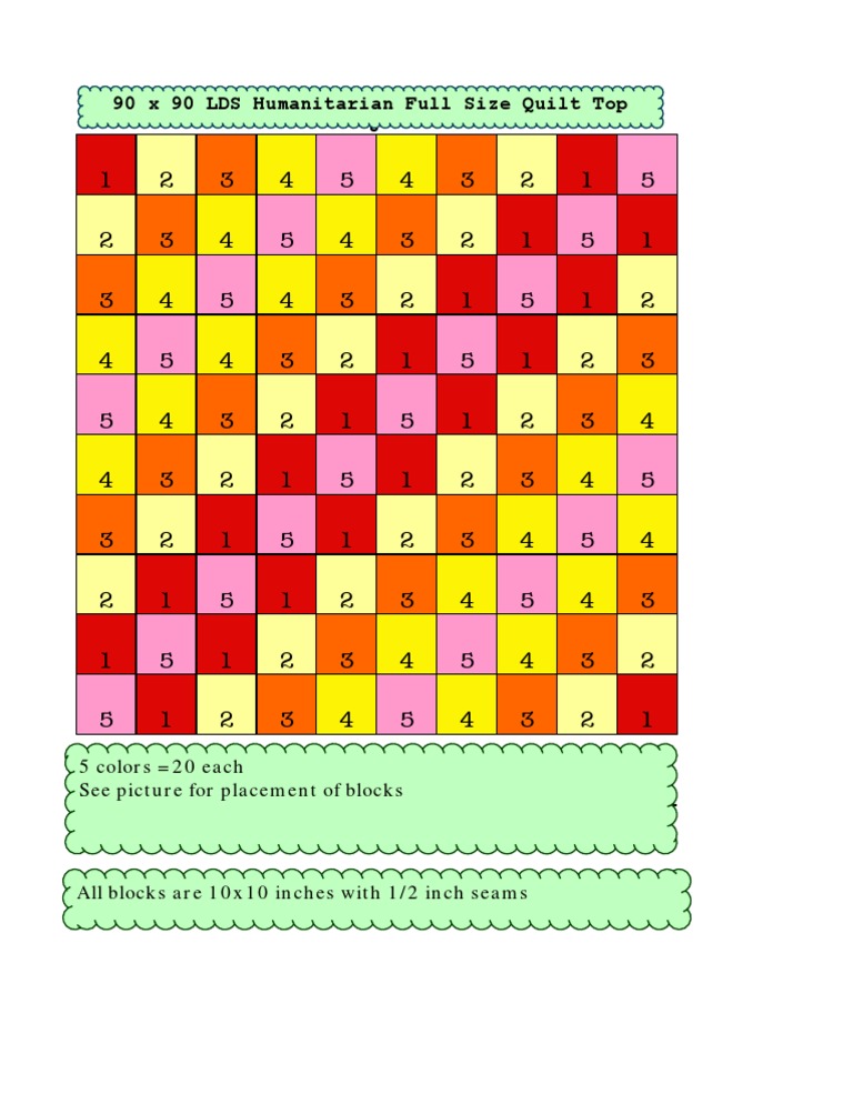 90 X 90 LDS Humanitarian Full Size Quilt Top | PDF