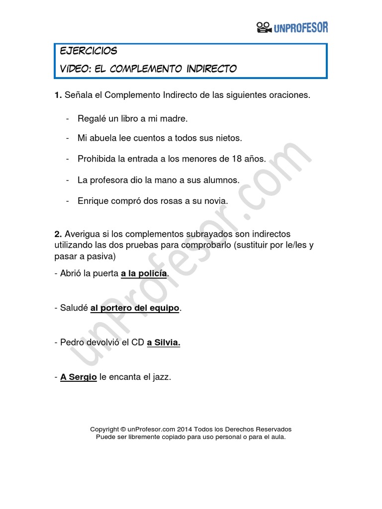 Ejercicio El Complemento Indirecto 118 | PDF | Novela negra, policíaca ...