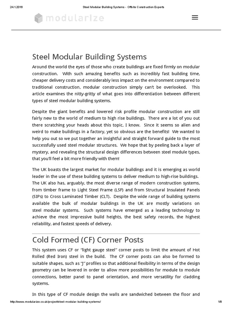 Steel Modular Building Guide | PDF | Framing (Construction) | Modularity