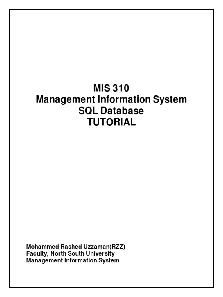 MIS 310 Tutorial | PDF | Sql | Table (Database)
