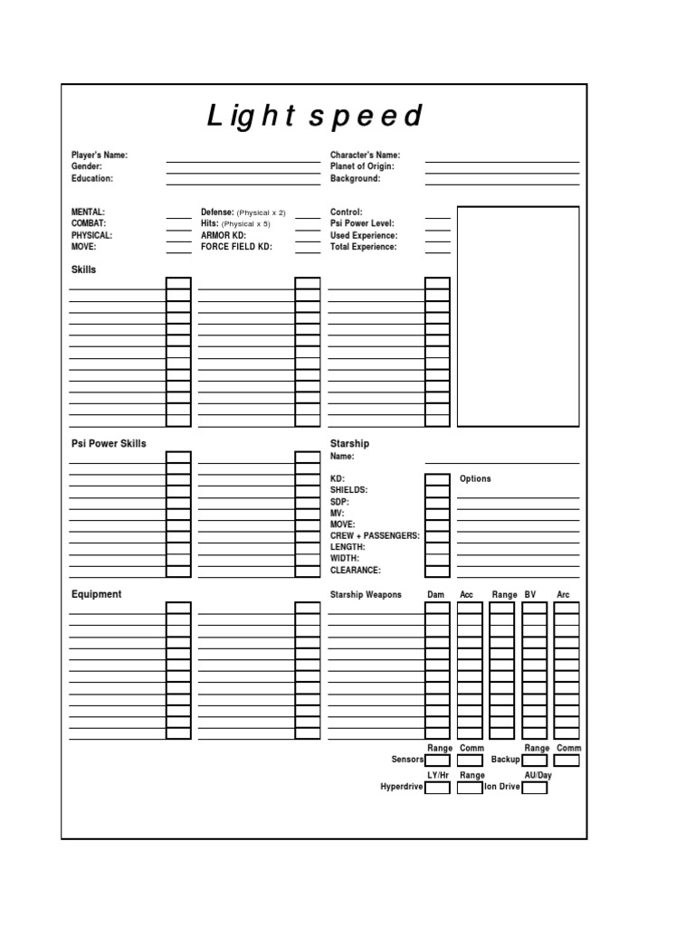 Lightspeed Character and Starship Details | PDF