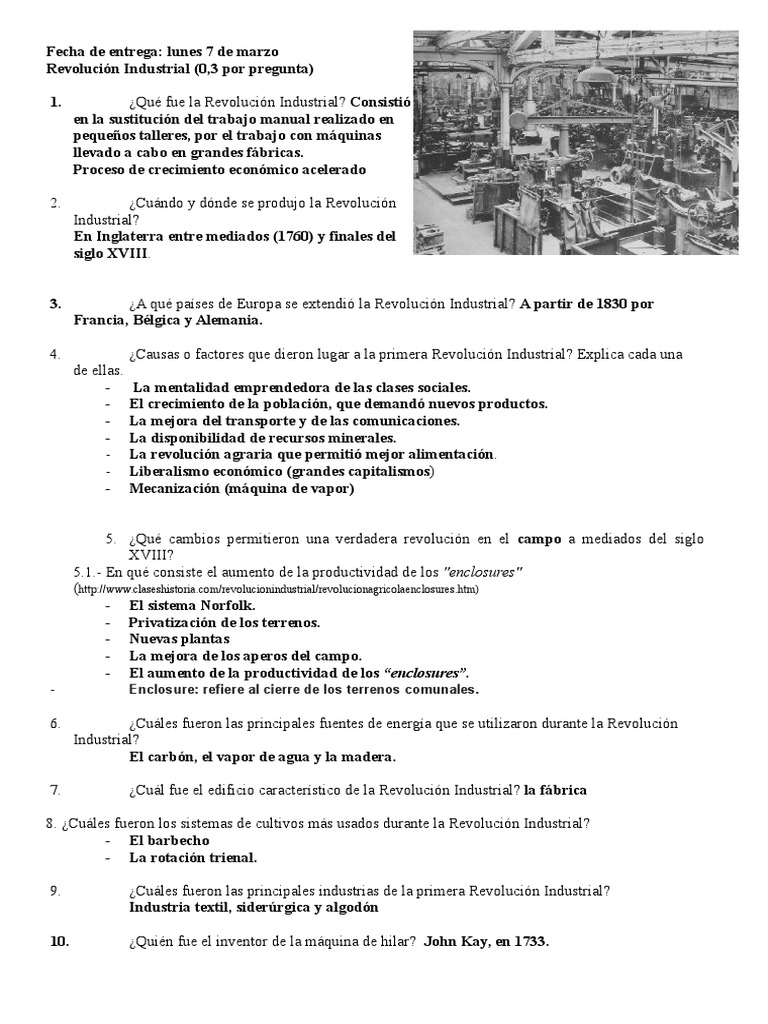Solución Alumnos Tema 4 - Test Revolucion Industrial | PDF | Revolución ...