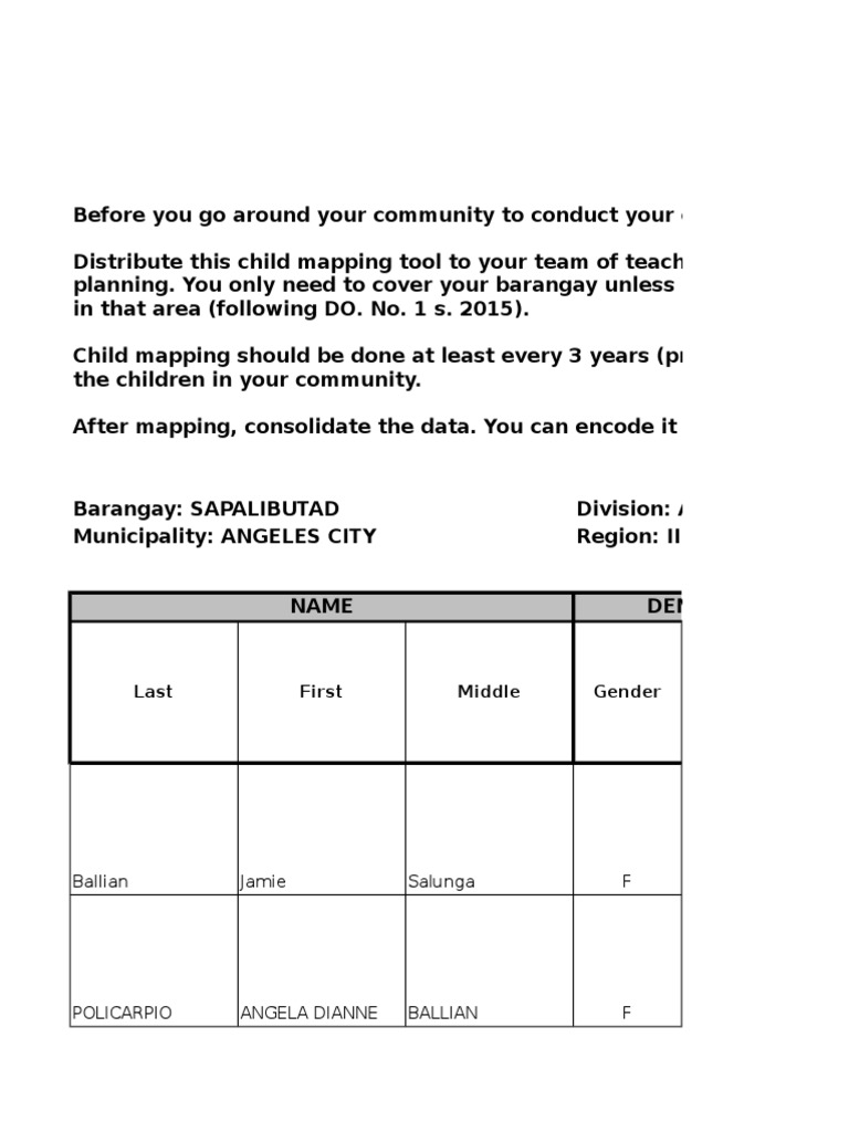 Child Mapping Guide for Teachers | PDF | Disability | Cognitive Science