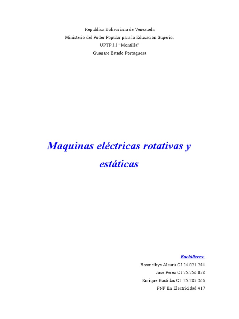 Tipos de Fallas Comunes en Maquinas Eléctricas Rotativas y Estáticas | PDF | Corriente eléctrica ...