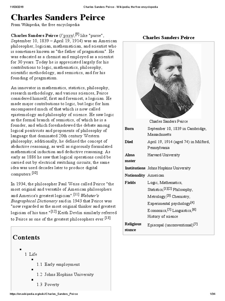 Charles Sanders Peirce - Wikipedia, The Free Encyclopedia | Charles ...