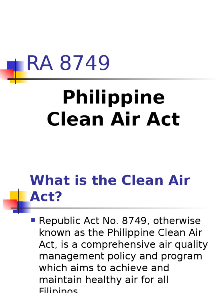 Republic Act 8749 Salient Features | PDF | Emission Standard | Air Pollution