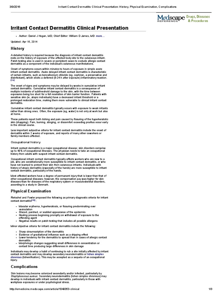 Irritant Contact Dermatitis Clinical Presentation_ History, Physical ...