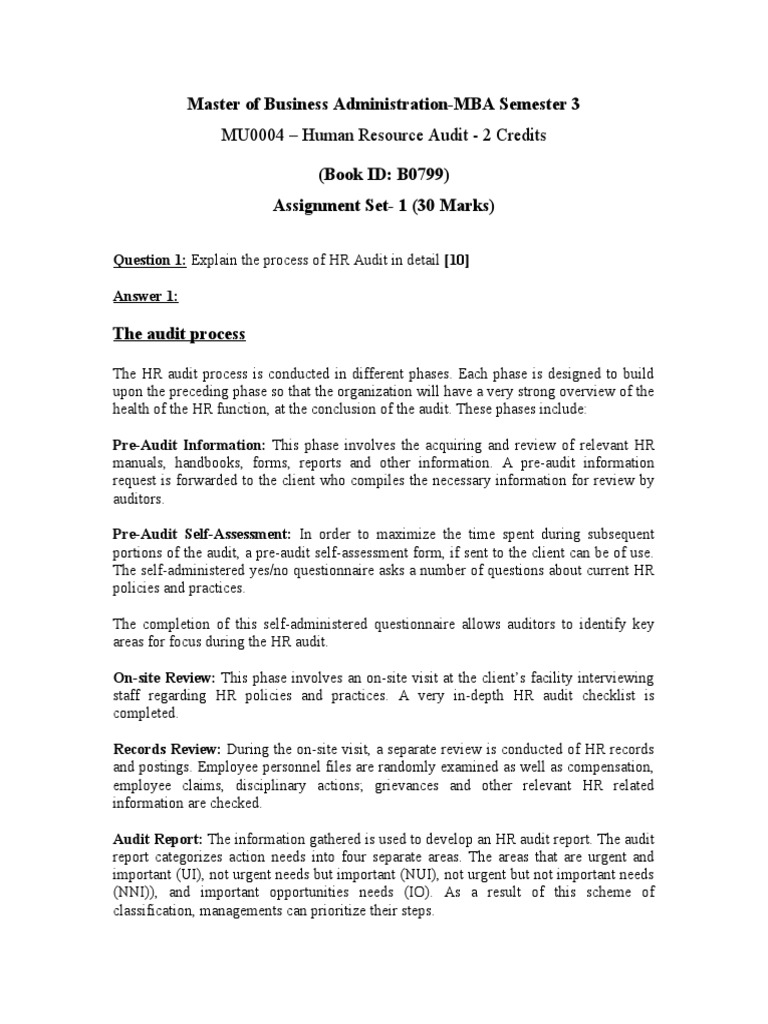 Human Resource Audit | PDF | Employment | Audit