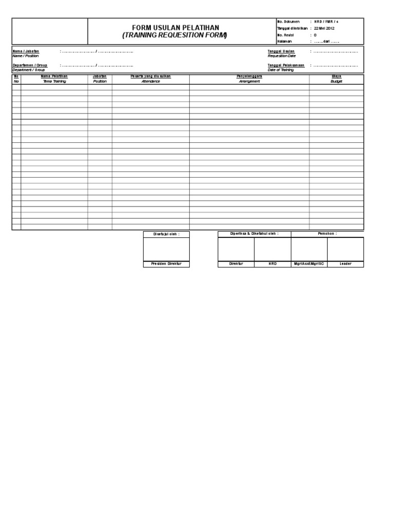 Form - Usulan Training | PDF