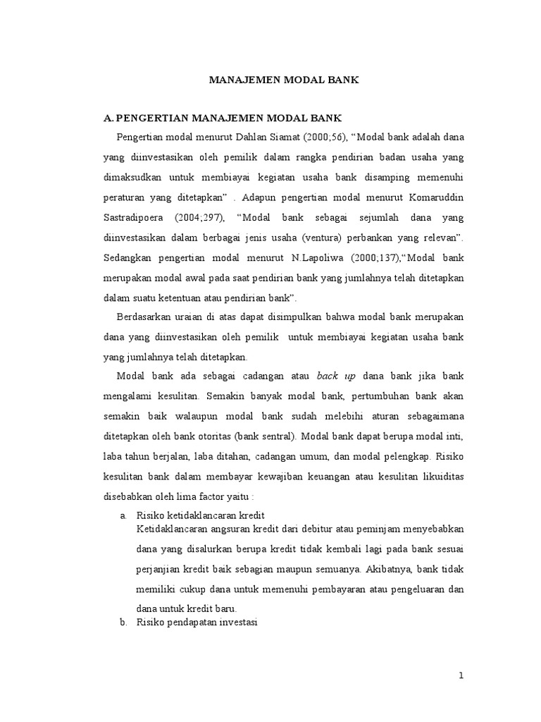 Manajemen Modal Bank | PDF