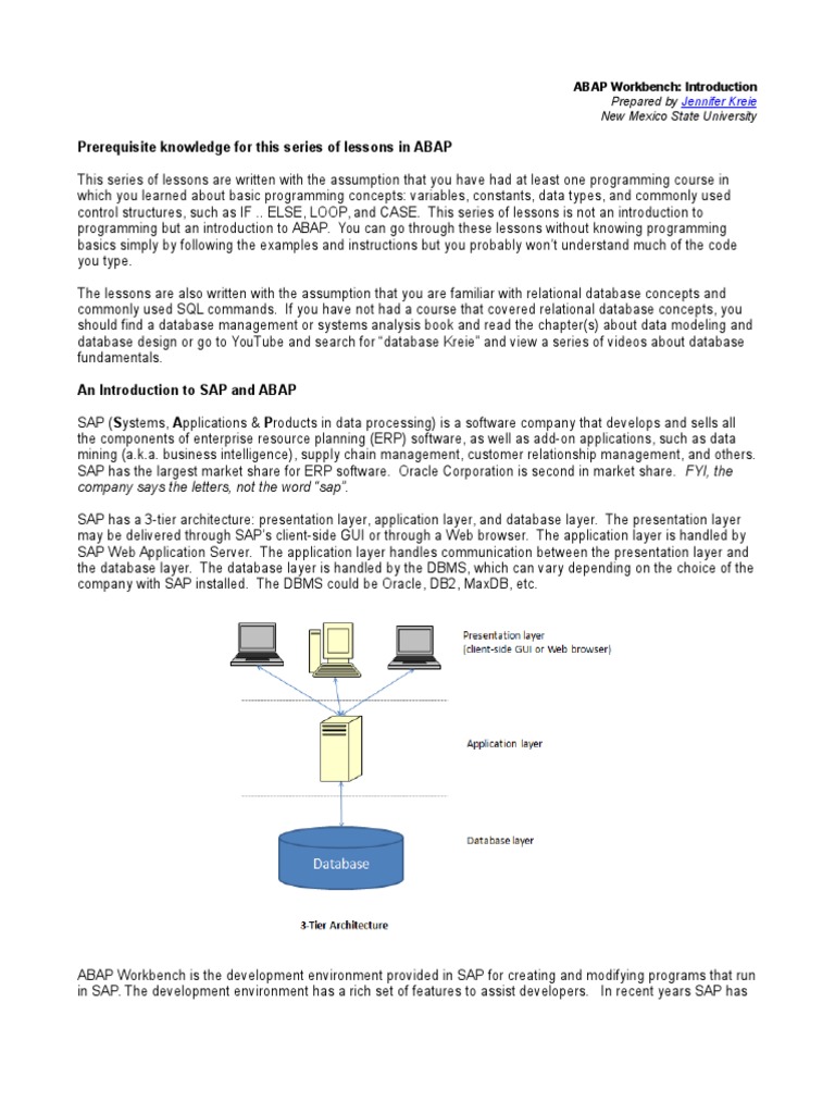 Abap 001 Intro To SAP ABAP | PDF | Databases | Information Technology