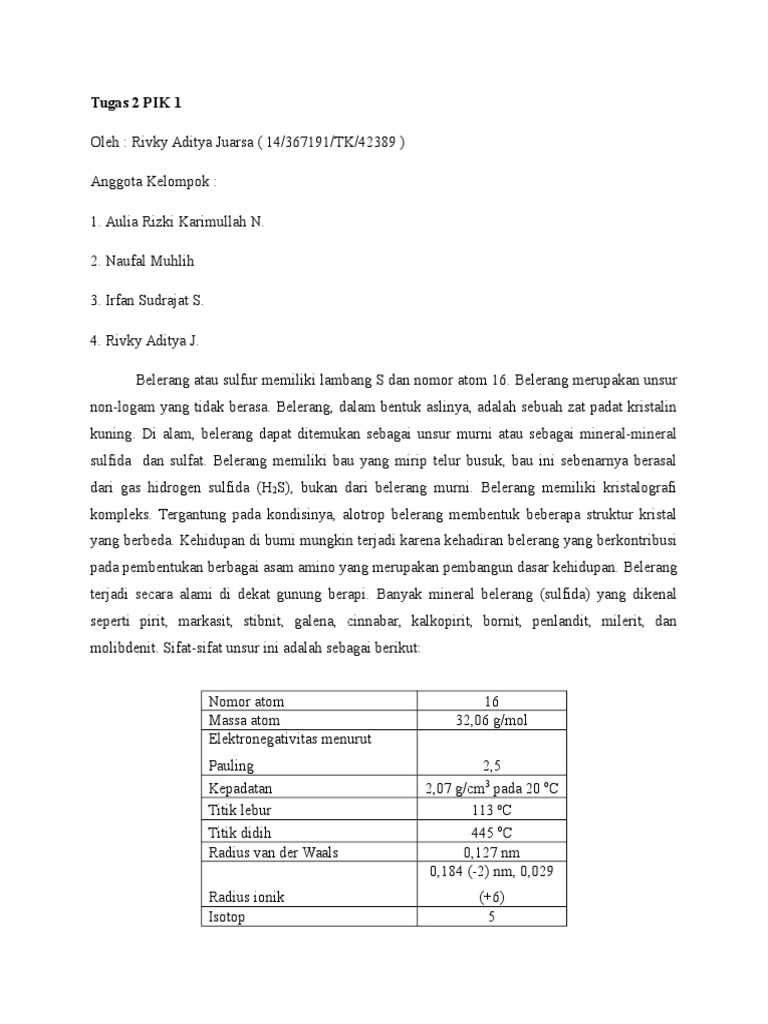 PIK-Proses Frasch | PDF | Sains & Matematika | Teknologi & Rekayasa