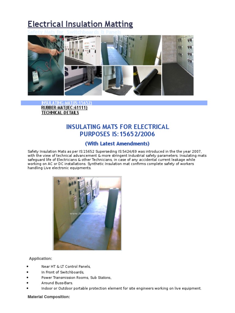 Electrical Insulation Mat Specifications | PDF | Insulator (Electricity ...