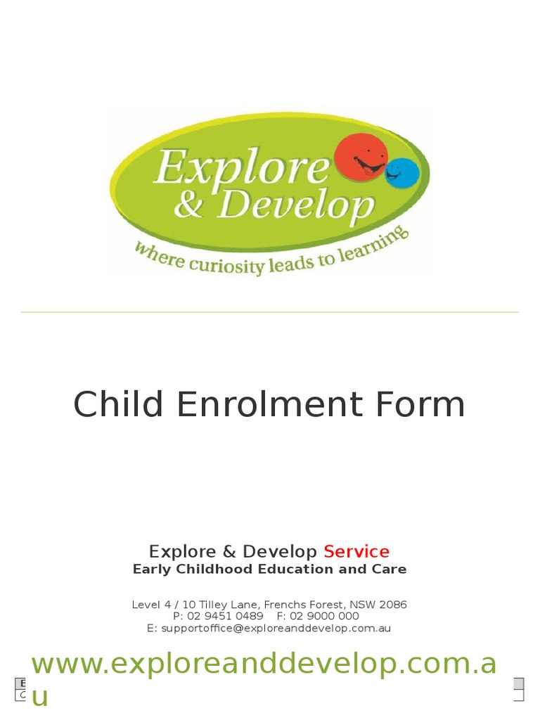 Child Enrolment Form for Early Education | PDF | Personally ...