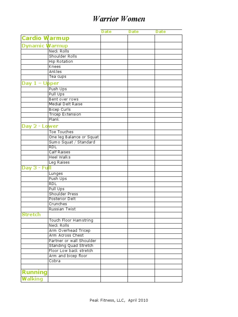 Warrior Workout 1 | PDF | Self-Improvement | Wellness