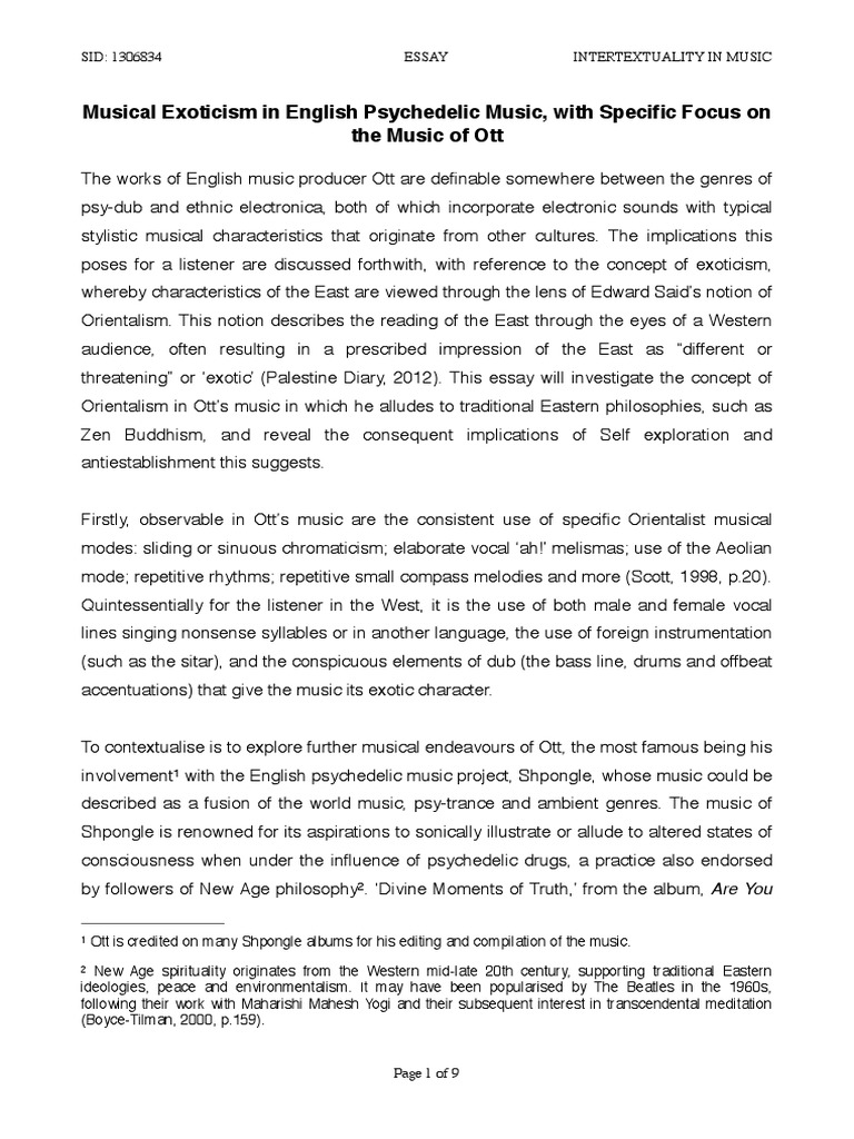 Musical Exoticism in English Psychedelic Music, With Specific Focus On ...