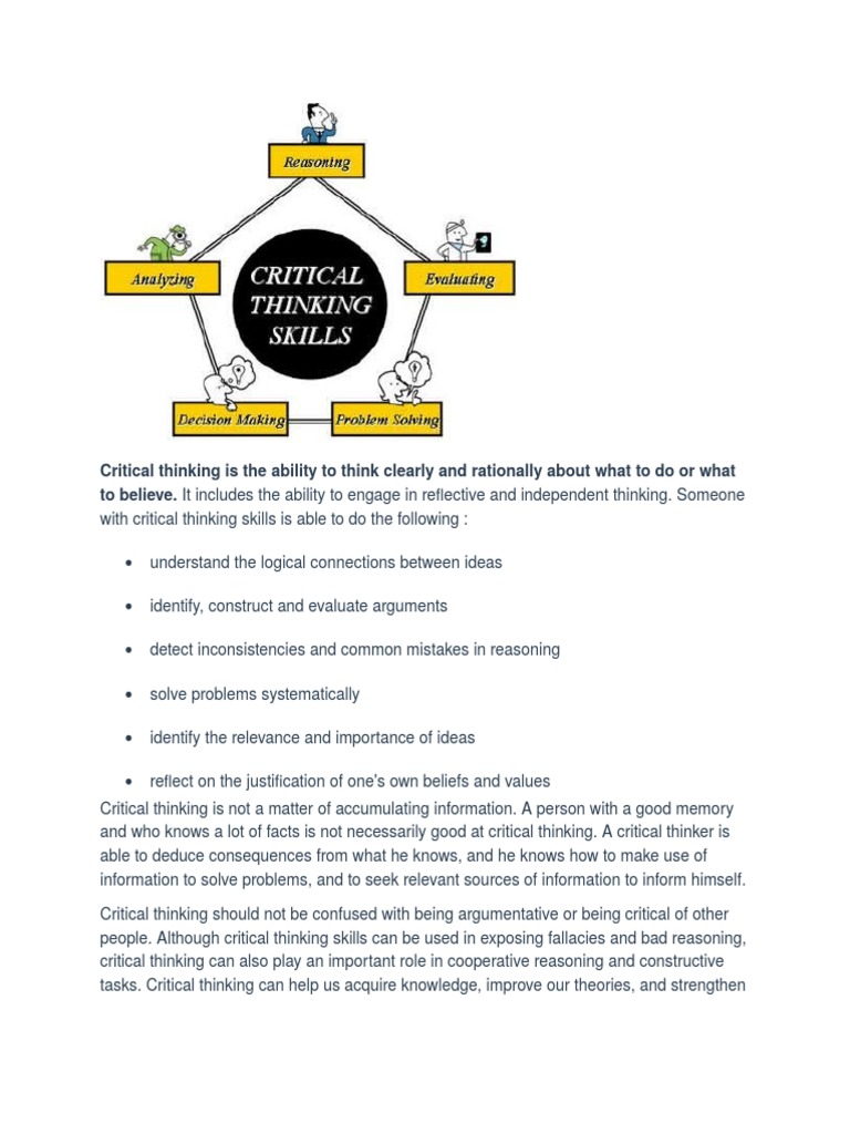 Critical Thinking Is The Ability To Think Clearly and Rationally About ...
