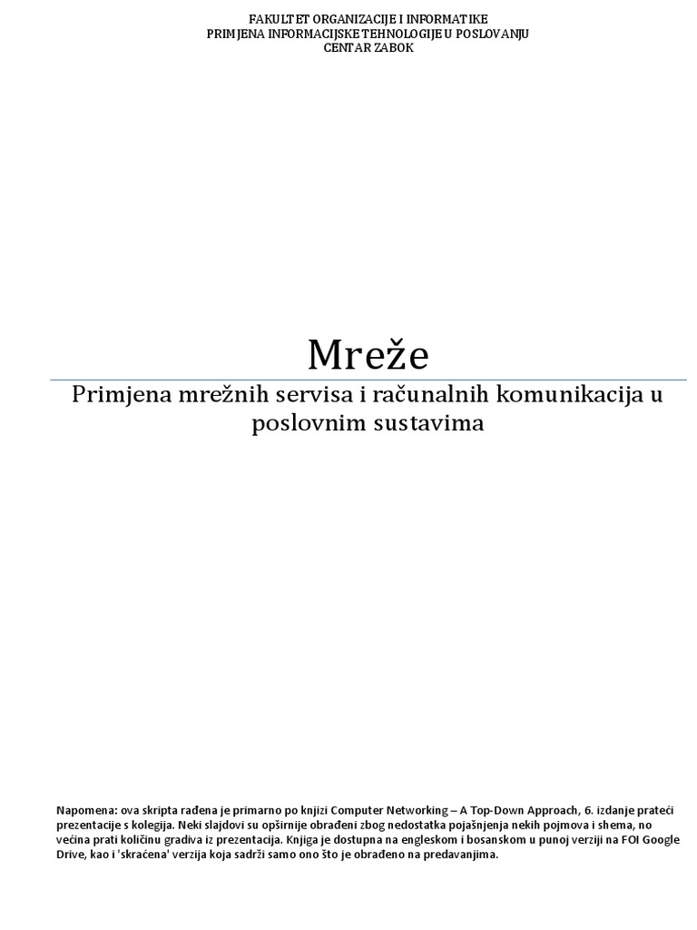Mreže Skripta 2014 | PDF